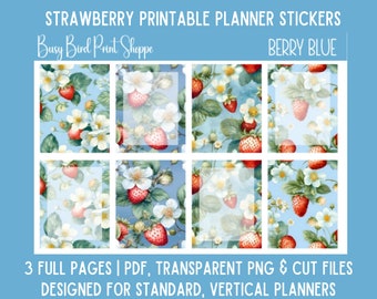 Strawberry Weekly Printable Planner Stickers, Vertical EC Sticker Kit ...