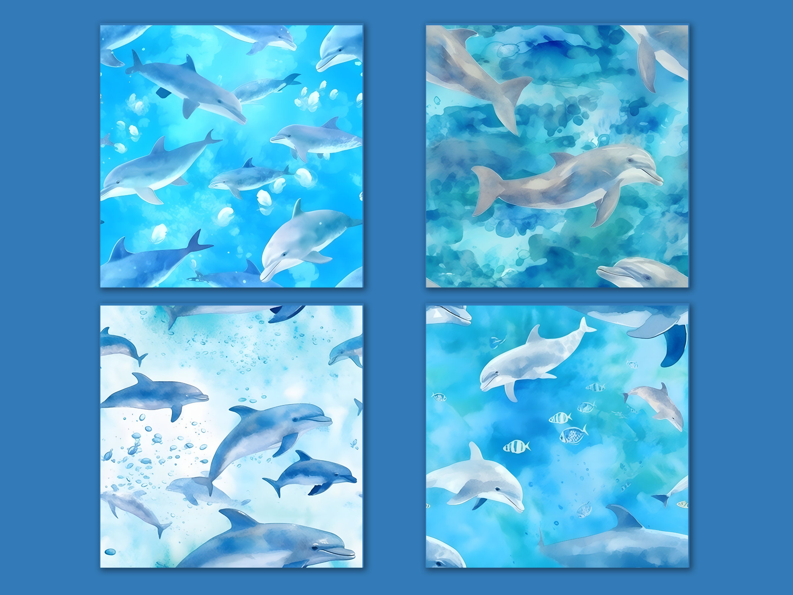 Dolphin Seamless Pattern Digital Paper | Dolphins Scrapbook Papers ...