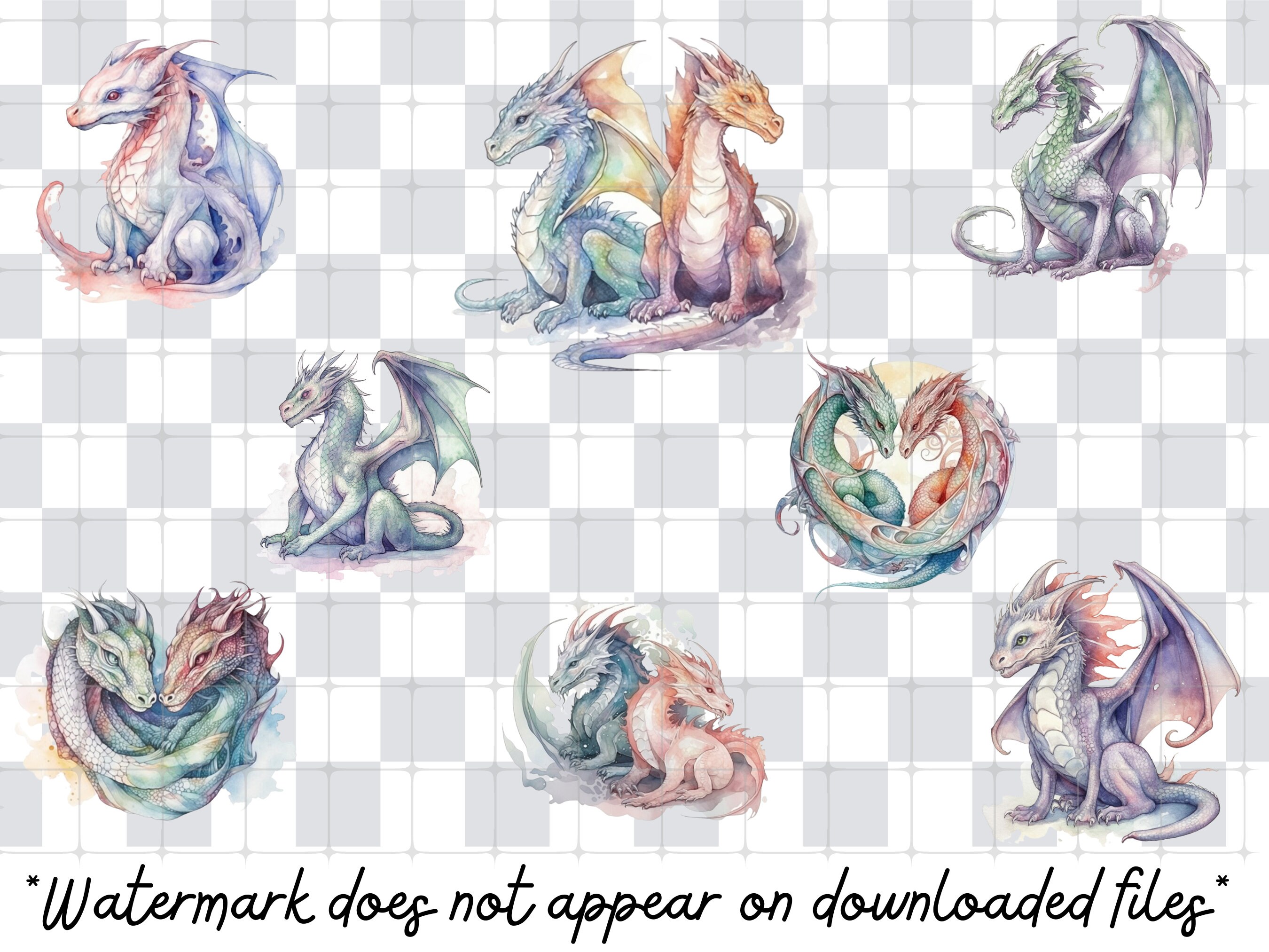 Watercolor Dragon Clipart PNG Format Commercial Use Instant Download ...