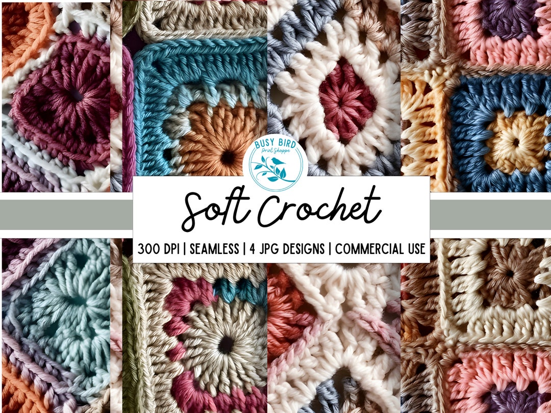 Realistic Crochet Seamless Pattern Digital Paper | Granny Square ...