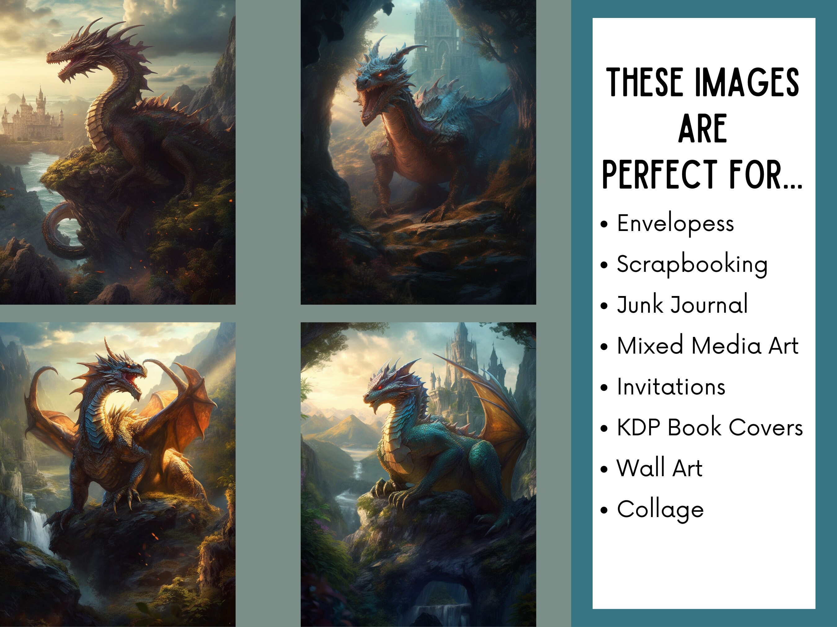 Printable Fantasy Dragon Digital Paper Magical Dragons Letter - Etsy