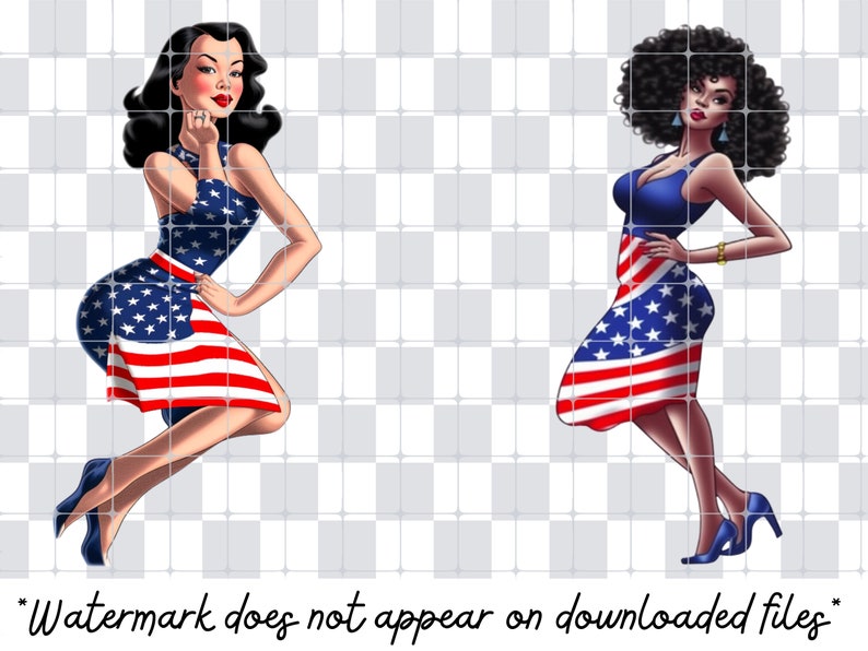 Patriotic Pinups Clipart PNG Format Commercial Use Instant Download Red ...