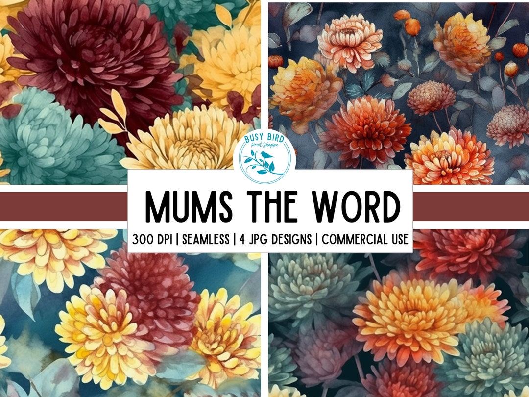 Fall Mums Seamless Pattern Digital Paper, Autumn Scrapbook Papers Fall ...
