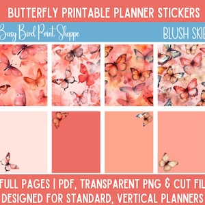 Butterfly Weekly Printable Planner Stickers, Vertical EC Sticker Kit ...
