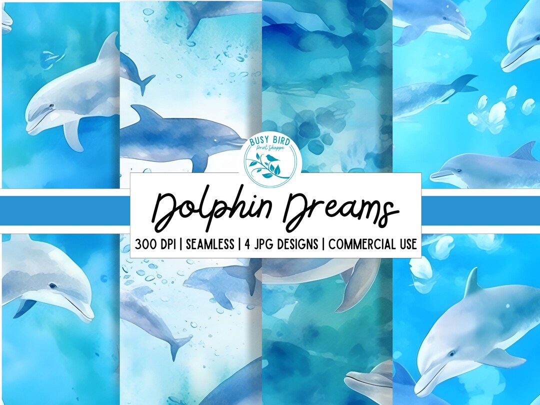 Dolphin Seamless Pattern Digital Paper | Dolphins Scrapbook Papers ...