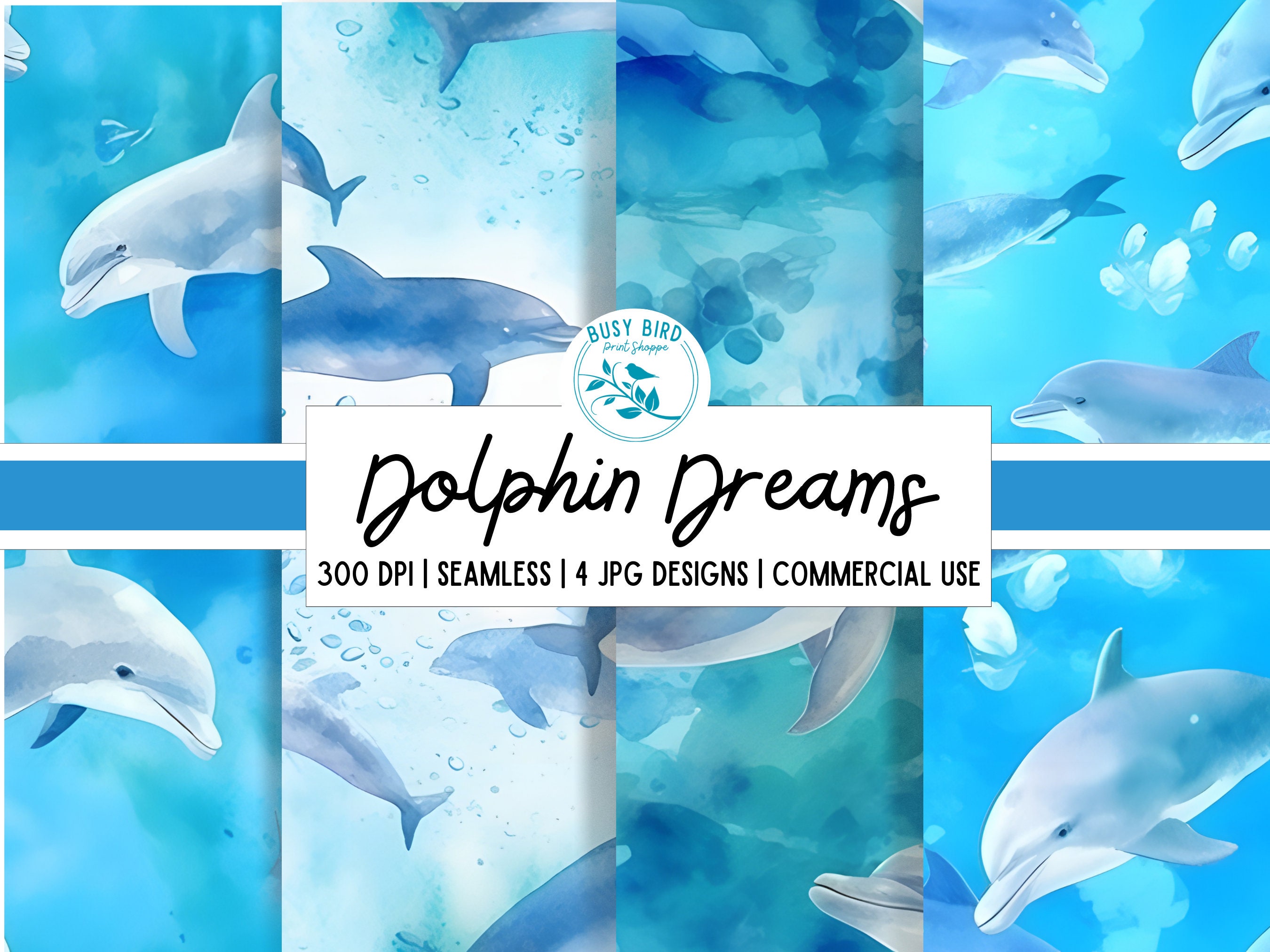 Dolphin Seamless Pattern Digital Paper | Dolphins Scrapbook Papers ...
