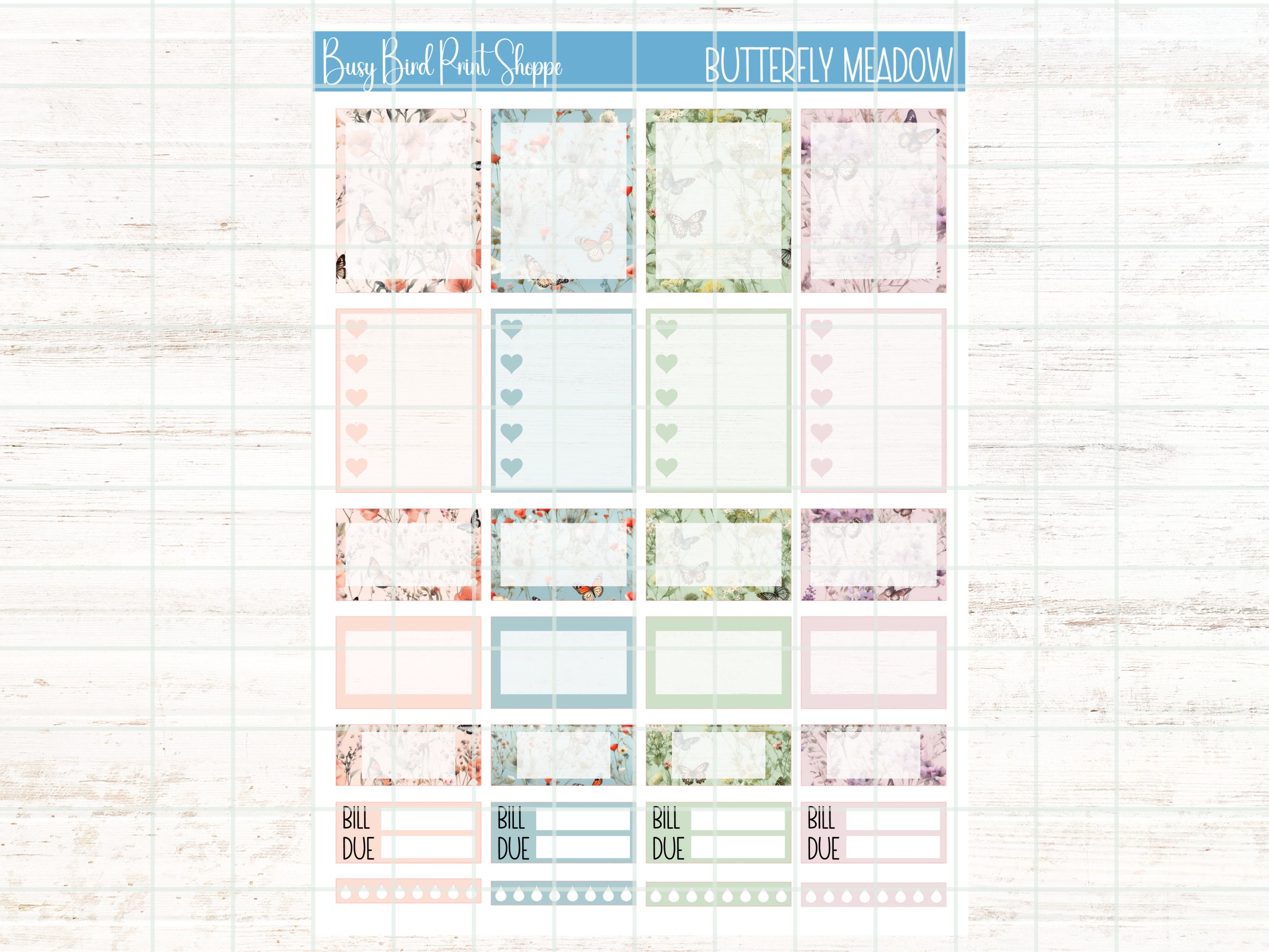 Butterfly Weekly Printable Planner Stickers, Vertical EC Sticker Kit ...