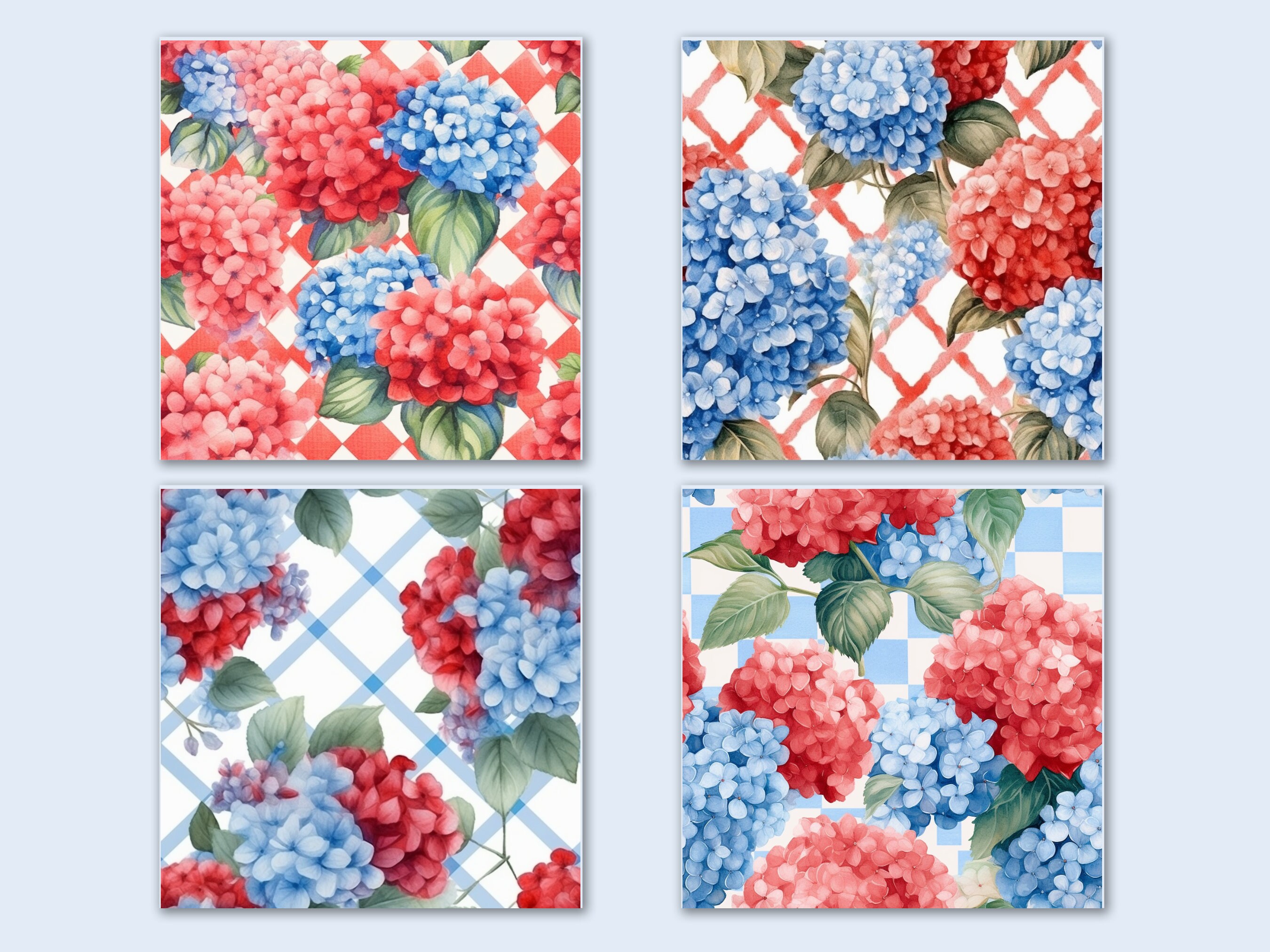 BUNDLE Watercolor Floral Seamless Pattern Digital Paper Patriotic ...