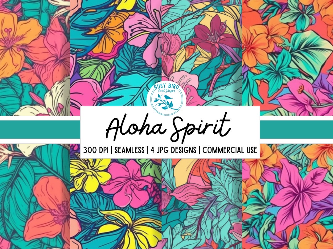 Bright Hawaiian Print Seamless Pattern Digital Paper | Floral Scrapbook ...