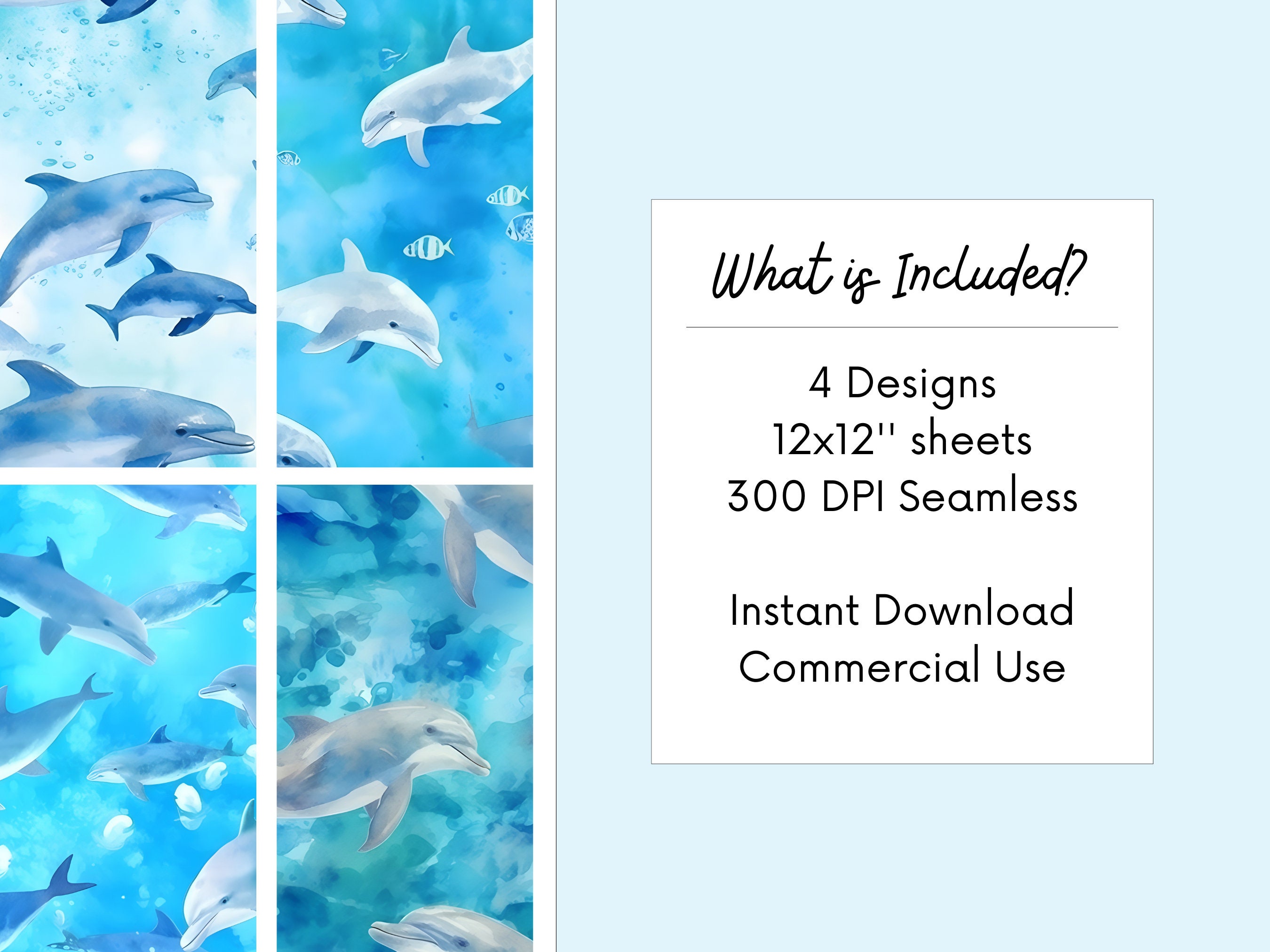 Dolphin Seamless Pattern Digital Paper Dolphins Scrapbook - Etsy