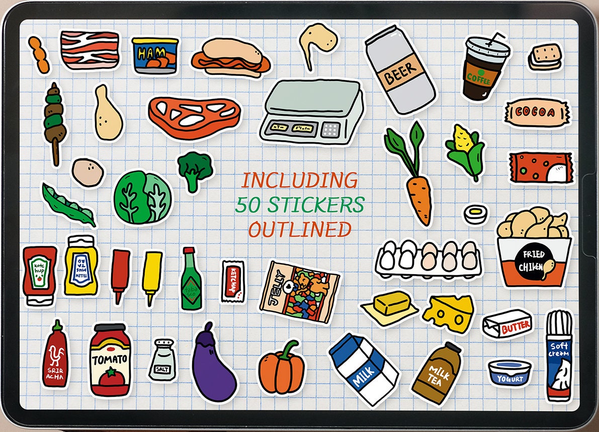 Hand Drawn Digital Sticker｜food and Drink Sticker｜fast Food Sticker ...