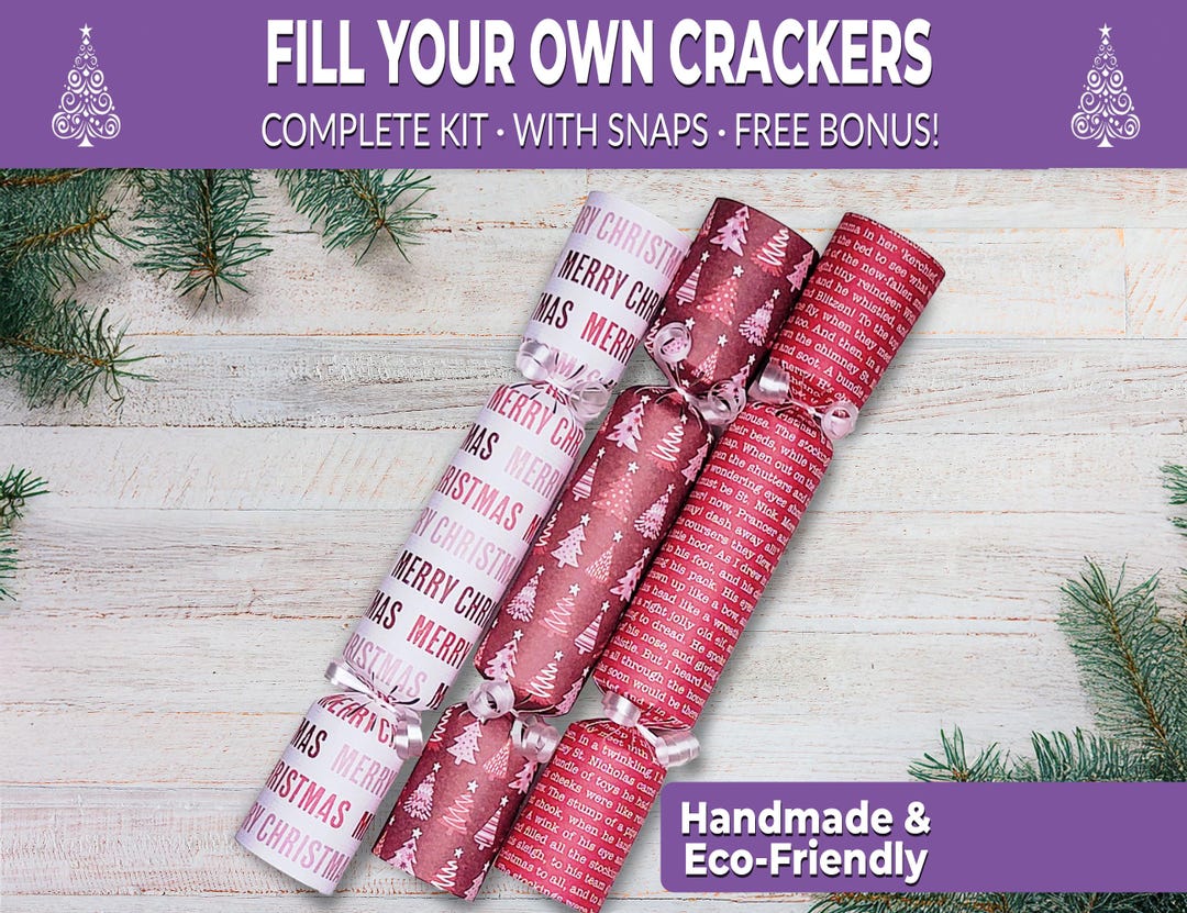 6 Eco Friendly Christmas Crackers W/ Snaps. Fill Your Own DIY Christmas ...