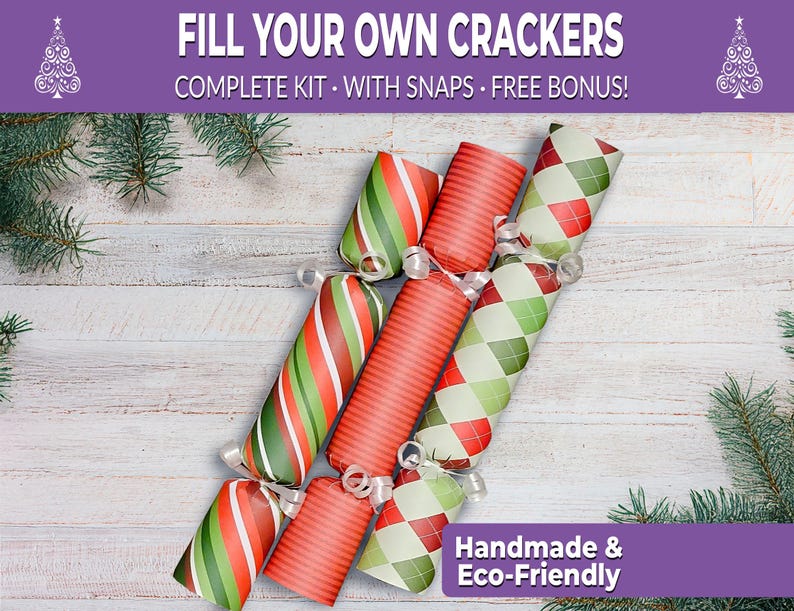 6 DIY Eco Friendly Christmas Crackers W/ Snaps, Fill Your Own Crackers ...