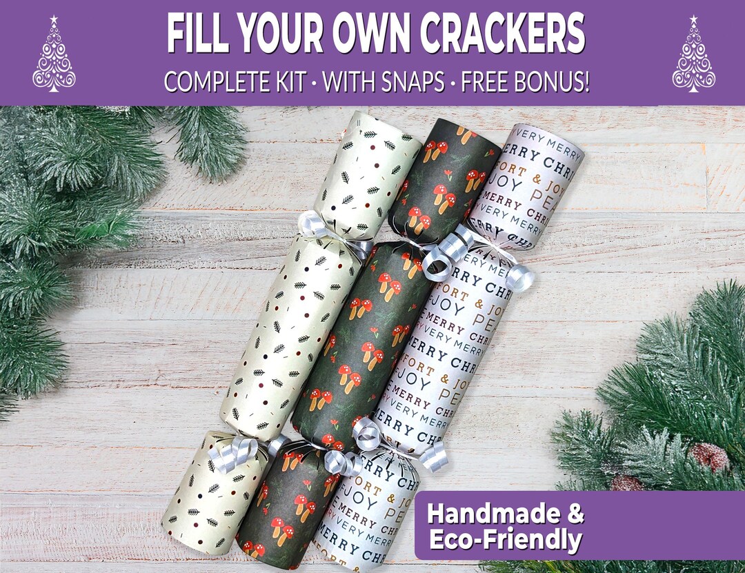 6 Eco Friendly Christmas Crackers W/ Snaps. Fill Your Own DIY Christmas ...