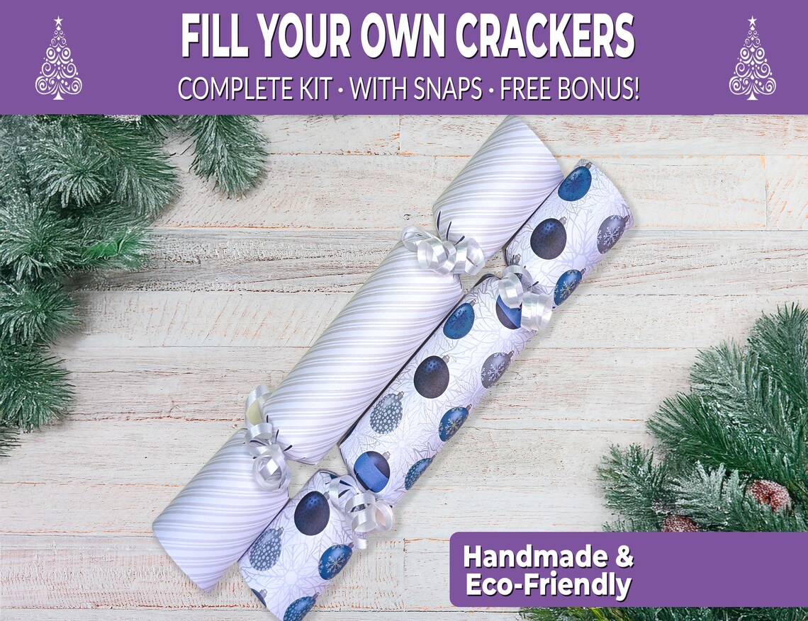 6 Eco Friendly Christmas Crackers W/ Snaps. Fill Your Own DIY Christmas ...
