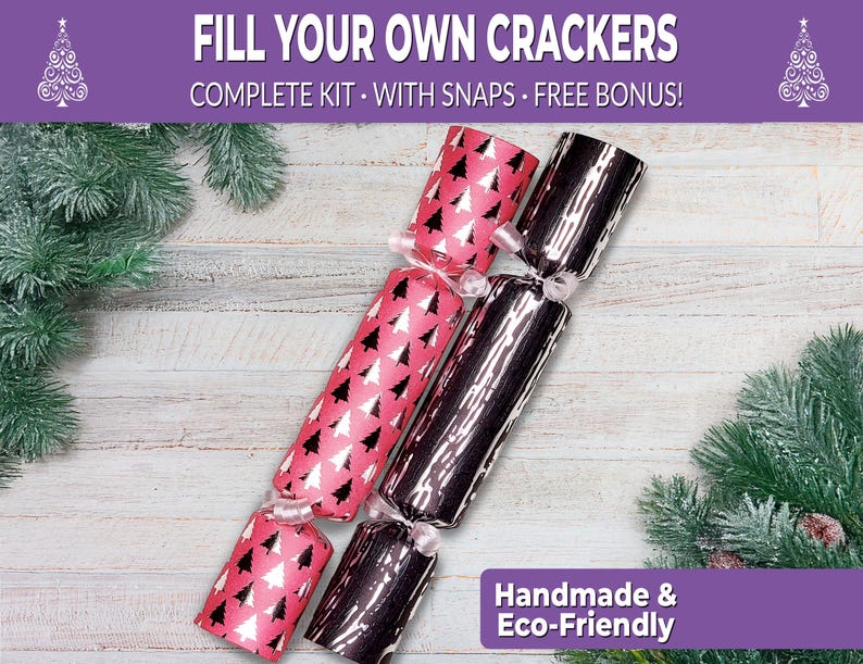 6 Eco Friendly Christmas Crackers W/ Snaps. Fill Your Own DIY Christmas ...