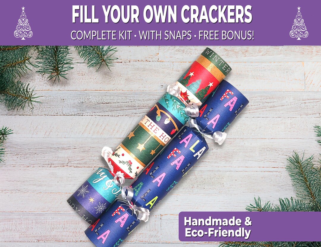 6 Eco Friendly Christmas Crackers W/ Snaps. Fill Your Own DIY Christmas ...