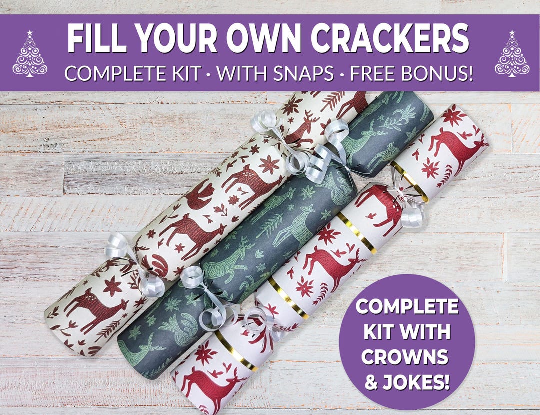 6 Traditional Christmas Crackers W/ Snaps. Fill Your Own DIY Christmas ...