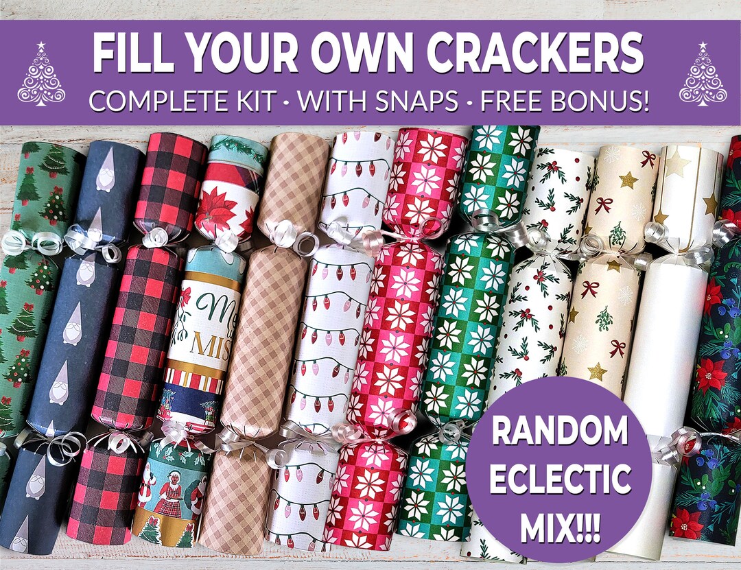 6 Eco Friendly Eclectic Random Christmas Crackers W/ Snaps. Fill Your ...