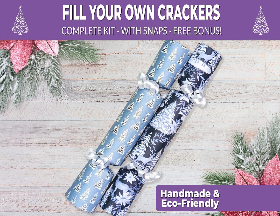 6 Eco Friendly Christmas Crackers W/ Snaps. Fill Your Own DIY Christmas ...