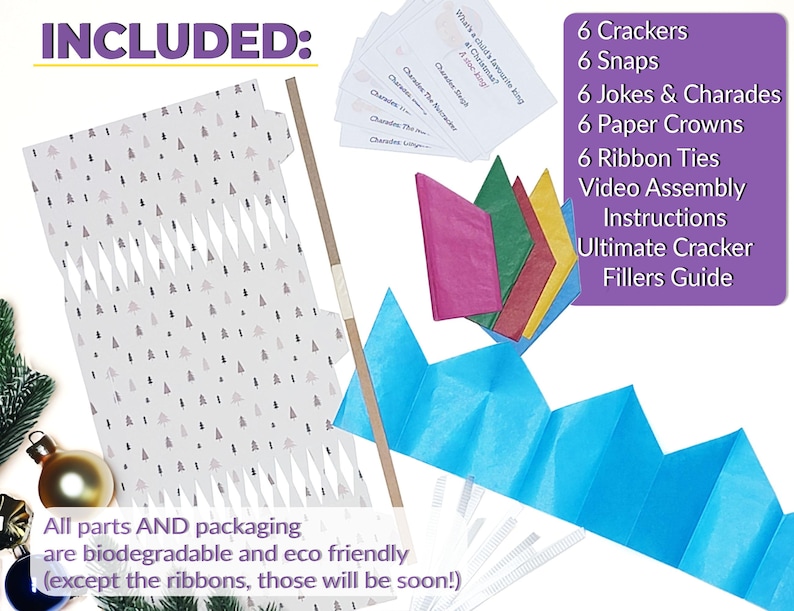 6 Traditional Christmas Crackers W/ Snaps. Fill Your Own DIY British ...