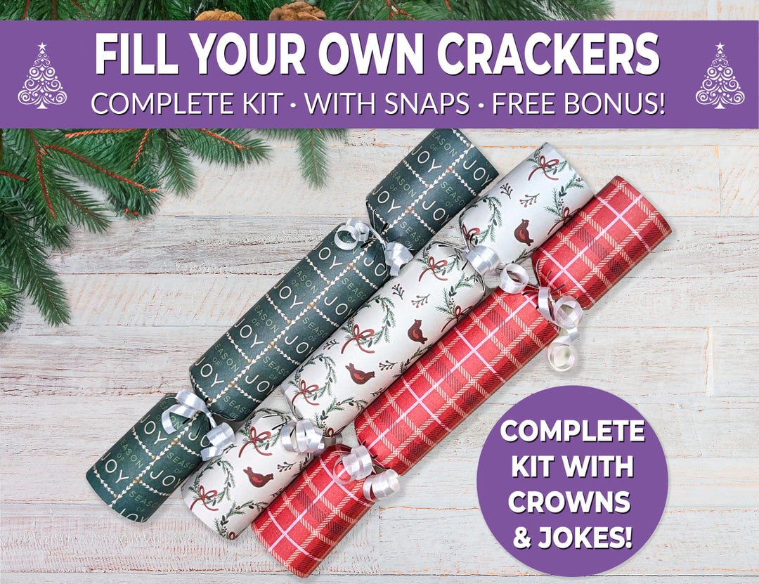 6 Eco Friendly Christmas Crackers W/ Snaps. Fill Your Own DIY Christmas ...