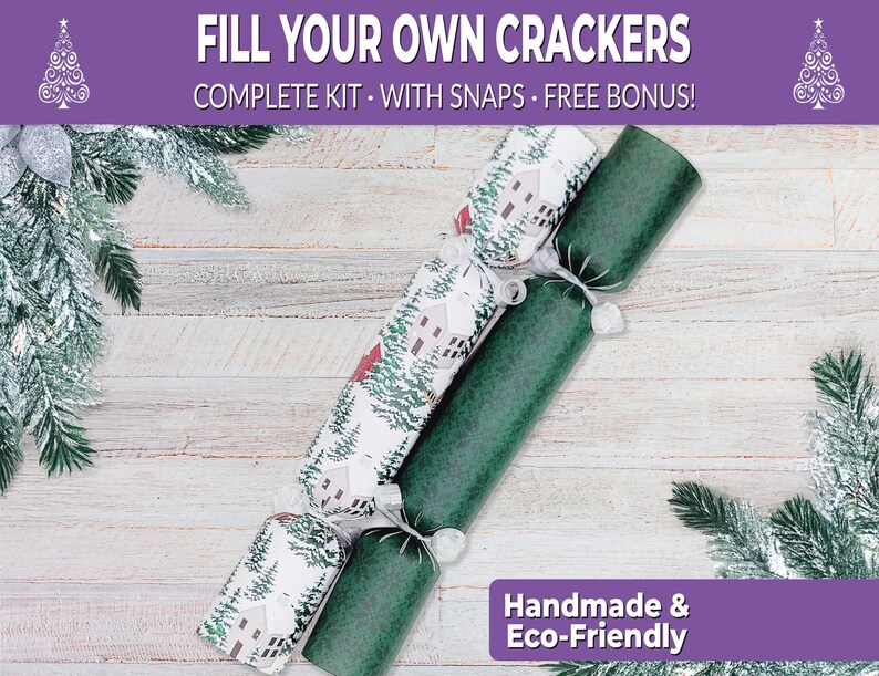 6 Eco Friendly Christmas Crackers W/ Snaps. Fill Your Own DIY Christmas ...