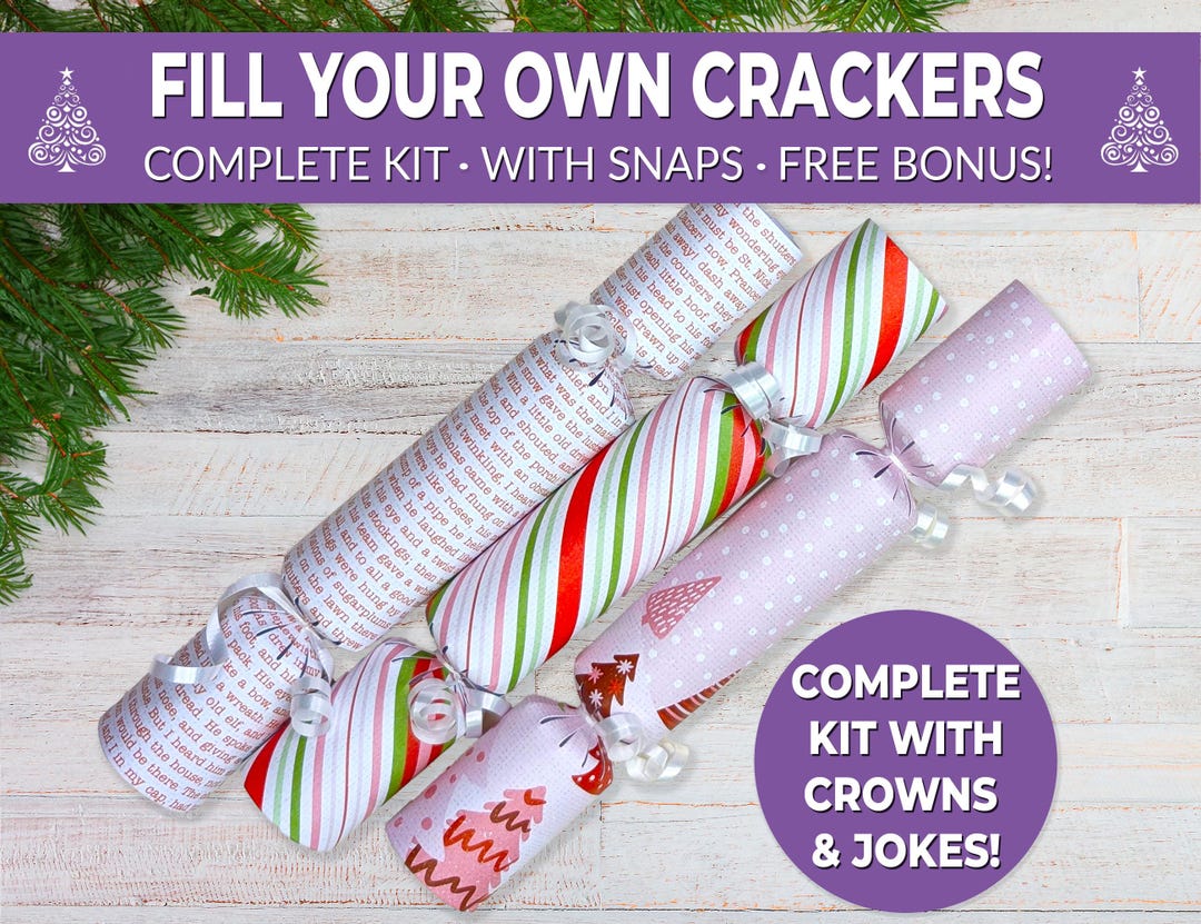6 Traditional Christmas Crackers W/ Snaps. Fill Your Own DIY British ...