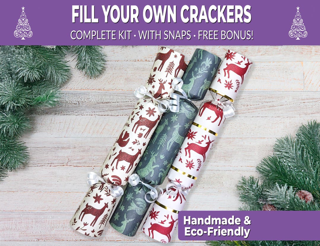6 Traditional Christmas Crackers W/ Snaps. Fill Your Own DIY Christmas ...