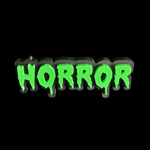 HORROR 3D Printed Sign | Horror Logo | Black Light Neon Green Horror ...