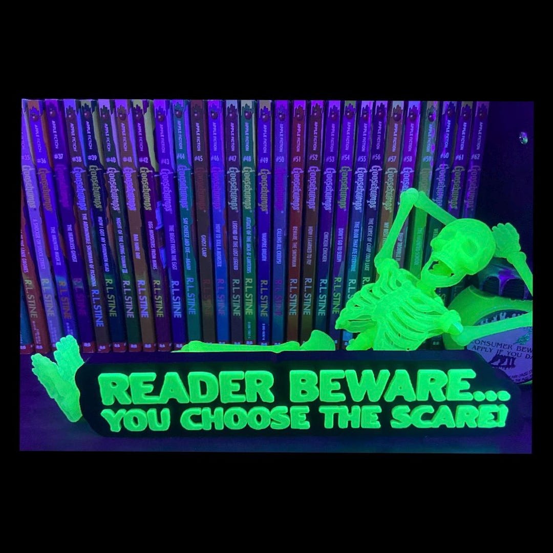 Goosebumps Bookshelf Sign | 3D Printed Reader Beware Decor - Etsy