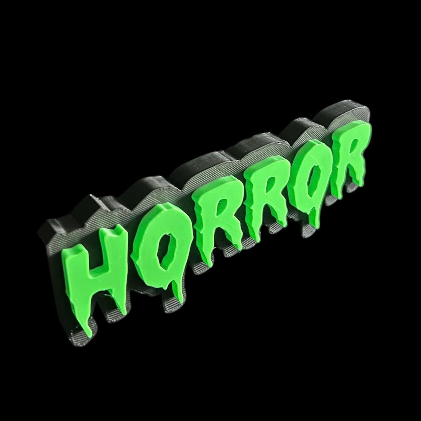 HORROR 3D Printed Sign | Horror Logo | Black Light Neon Green Horror ...