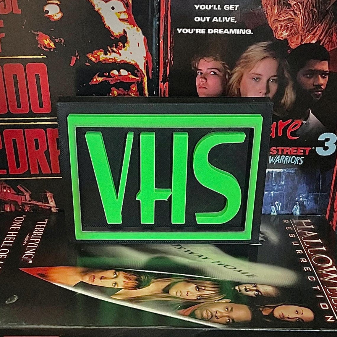 VHS 3D Printed Sign | Retro VHS Display Sign | Blacklight Vhs Stand ...