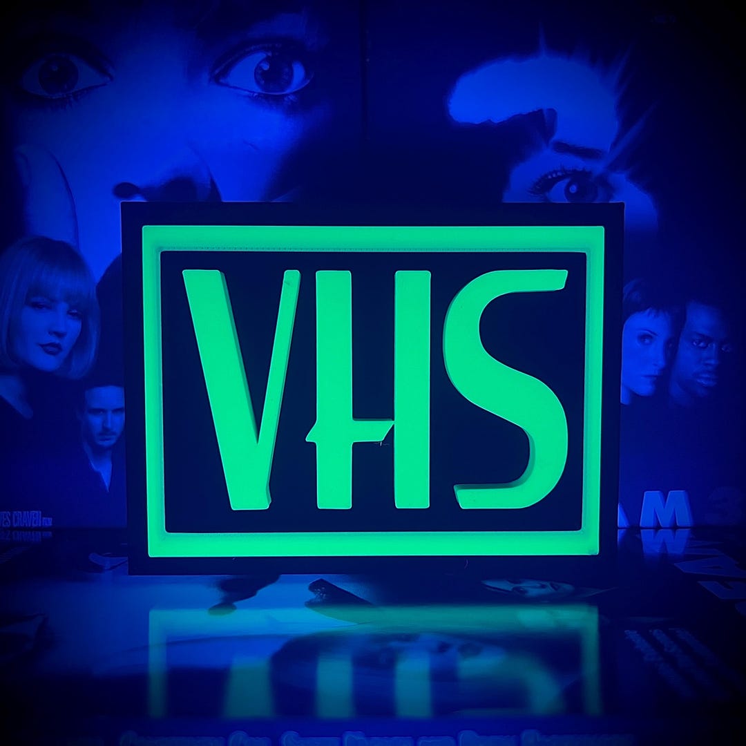 VHS 3D Printed Sign | Retro VHS Display Sign | Blacklight Vhs Stand ...