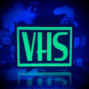 VHS 3D Printed Sign | Retro VHS Display Sign | Blacklight Vhs Stand ...