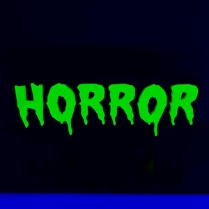 HORROR 3D Printed Sign | Horror Logo | Black Light Neon Green Horror ...