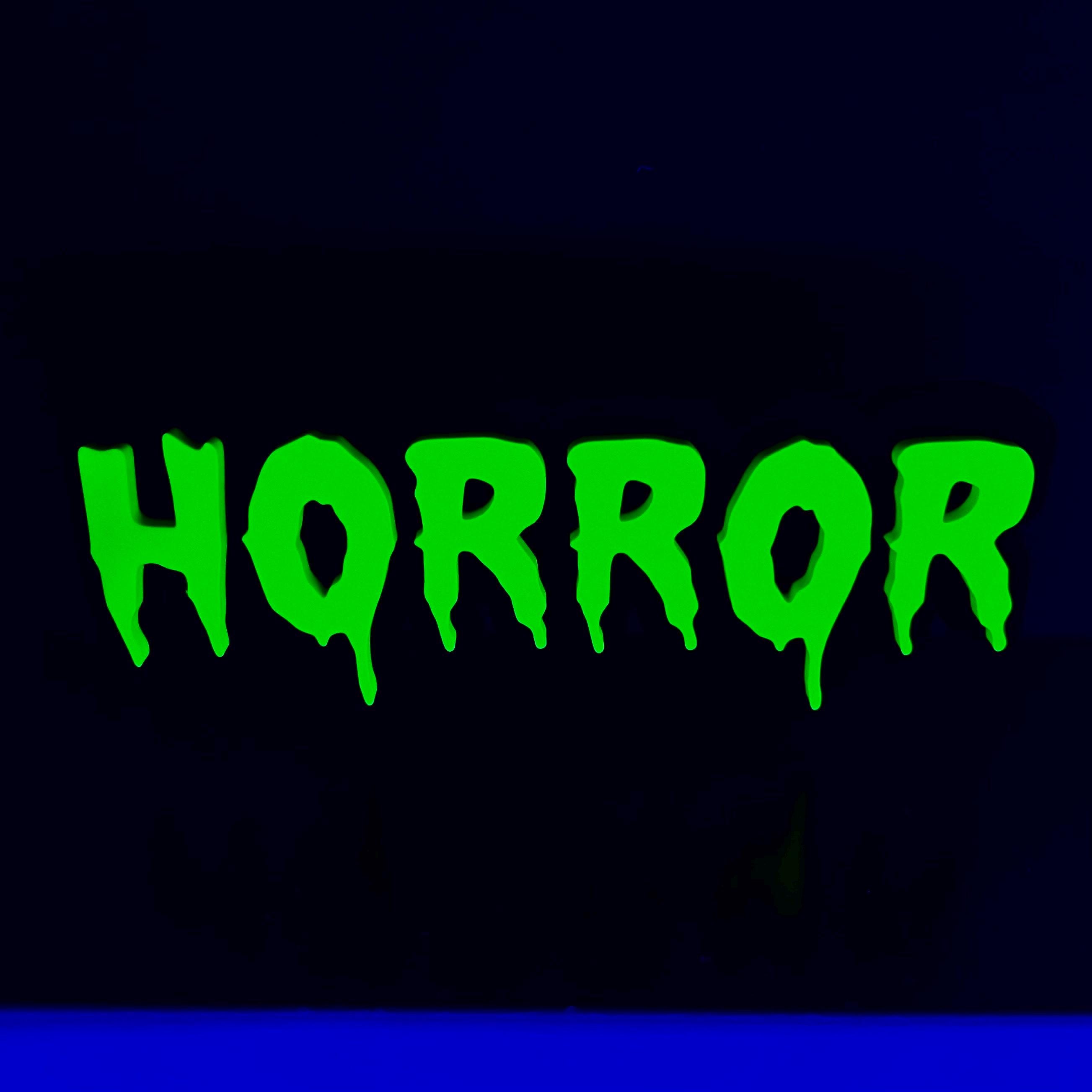 HORROR 3D Printed Sign | Horror Logo | Black Light Neon Green Horror ...
