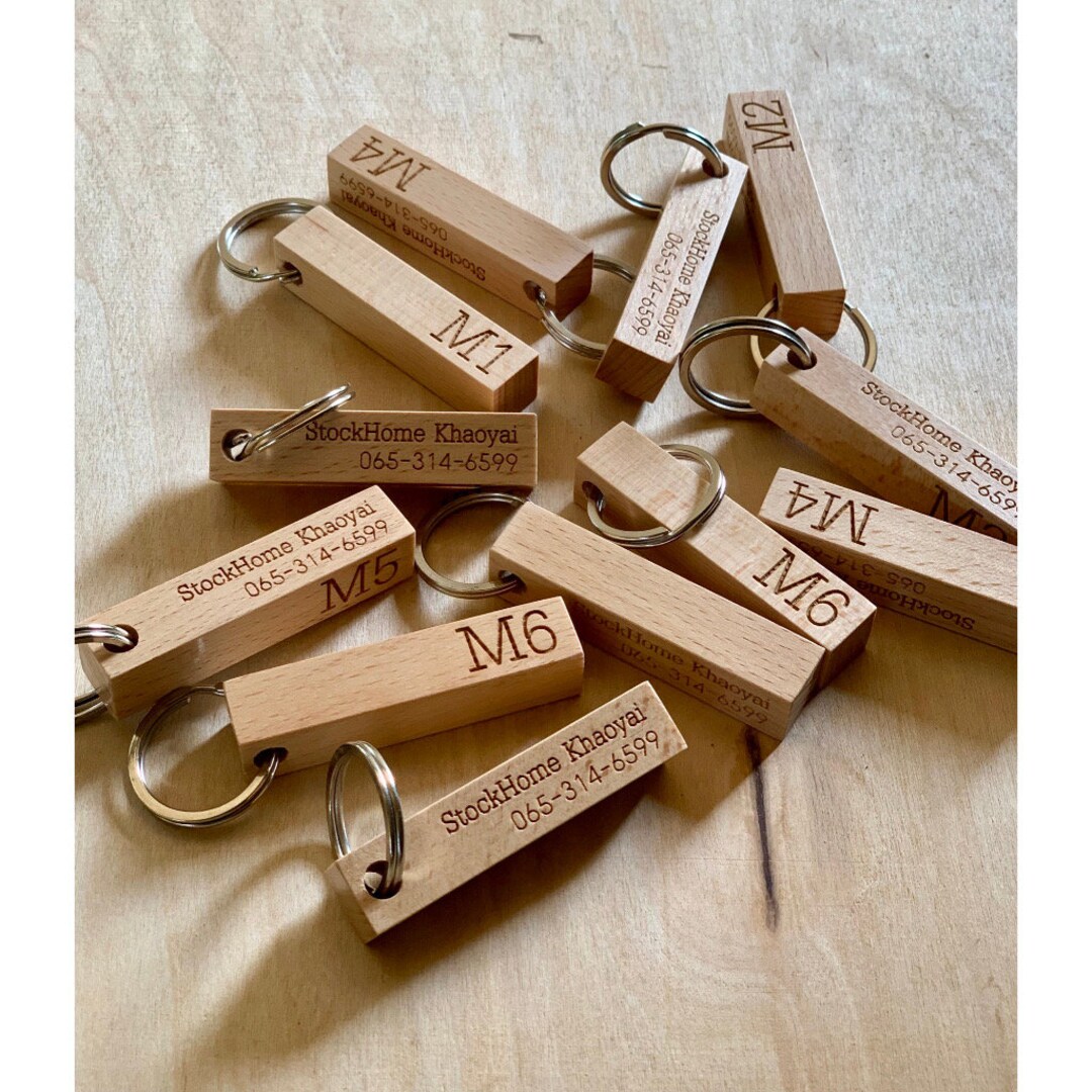 Custom Wooden Keychain With Free Engraving Name/logo for Room/hotel ...