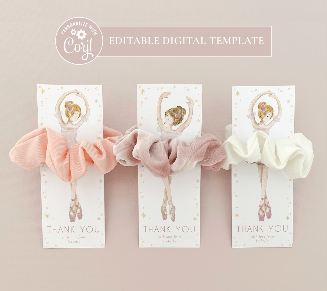 Ballerina Scrunchie Card Template Ballet Birthday Party - Etsy