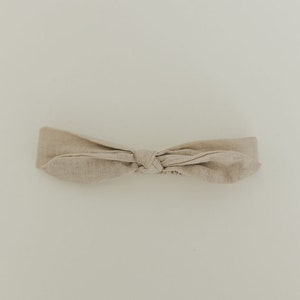 Linen Baby Girl Bows, Organic Cotton Neutral Knot Headband, Baby Shower ...