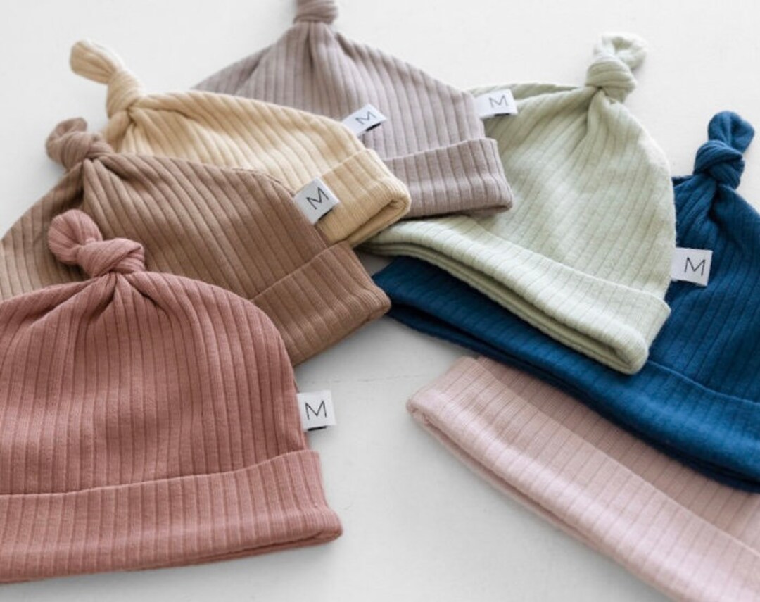 Organic Cotton Knot Hat, Ribbed Knotted Baby Beanie, Baby Shower Gift ...