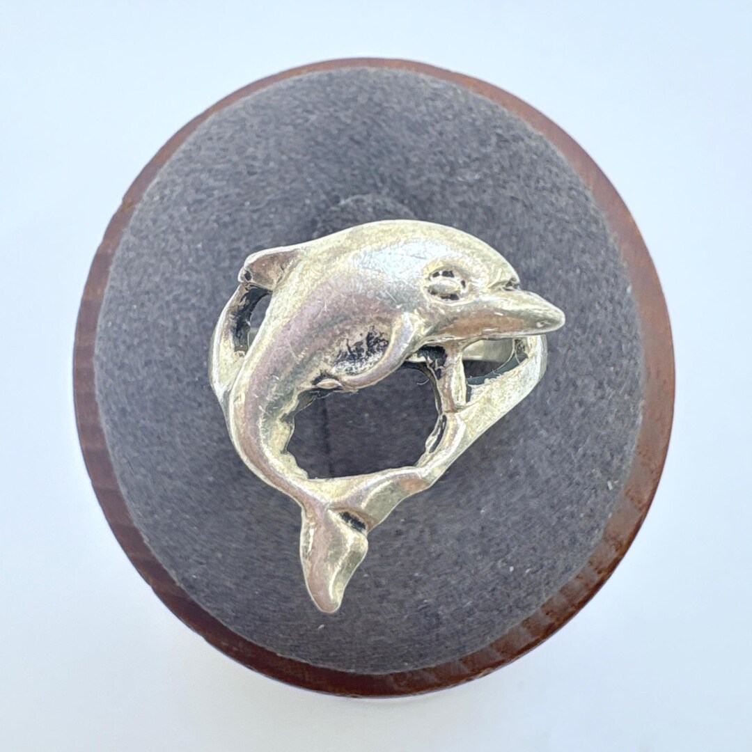 VTG Sterling Silver 925 Dolphin Design Openwork Statement Ring Size 6.5 ...