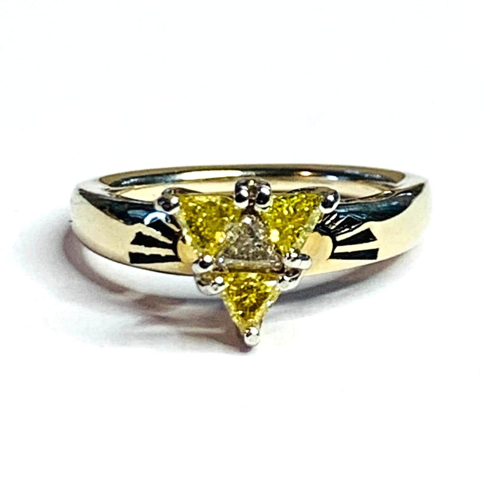 Custom 14k Legend of Zelda Triforce Design .48CTW Diamond Engagement ...