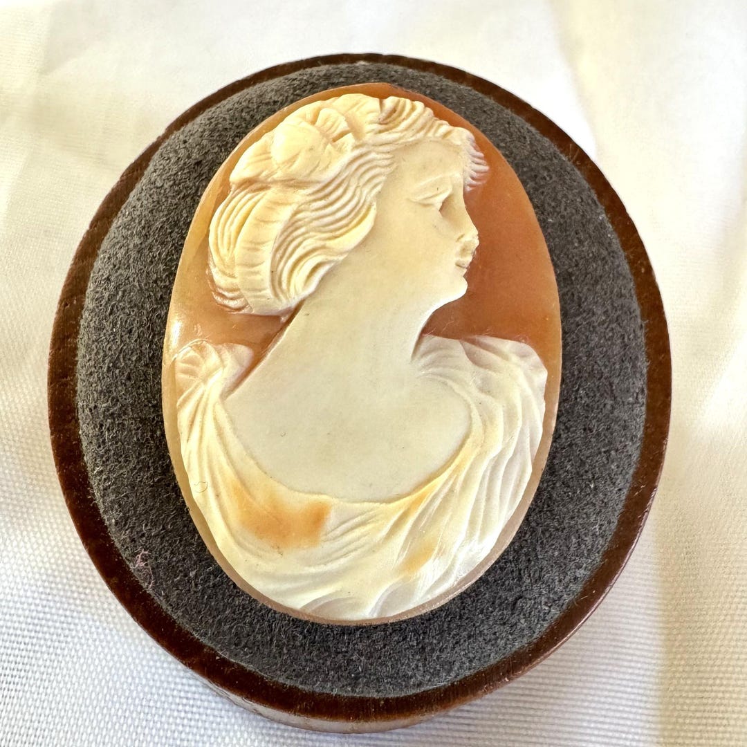 Antique Victorian Lady Profile Oval Carved Shell Loose Cameo Size 1.25 ...