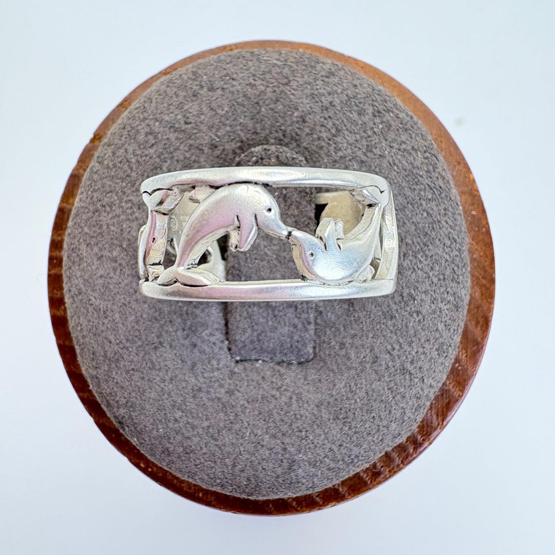 VTG Solid Sterling Silver 925 Dolphin Design Band Ring Size 7.25 - Etsy