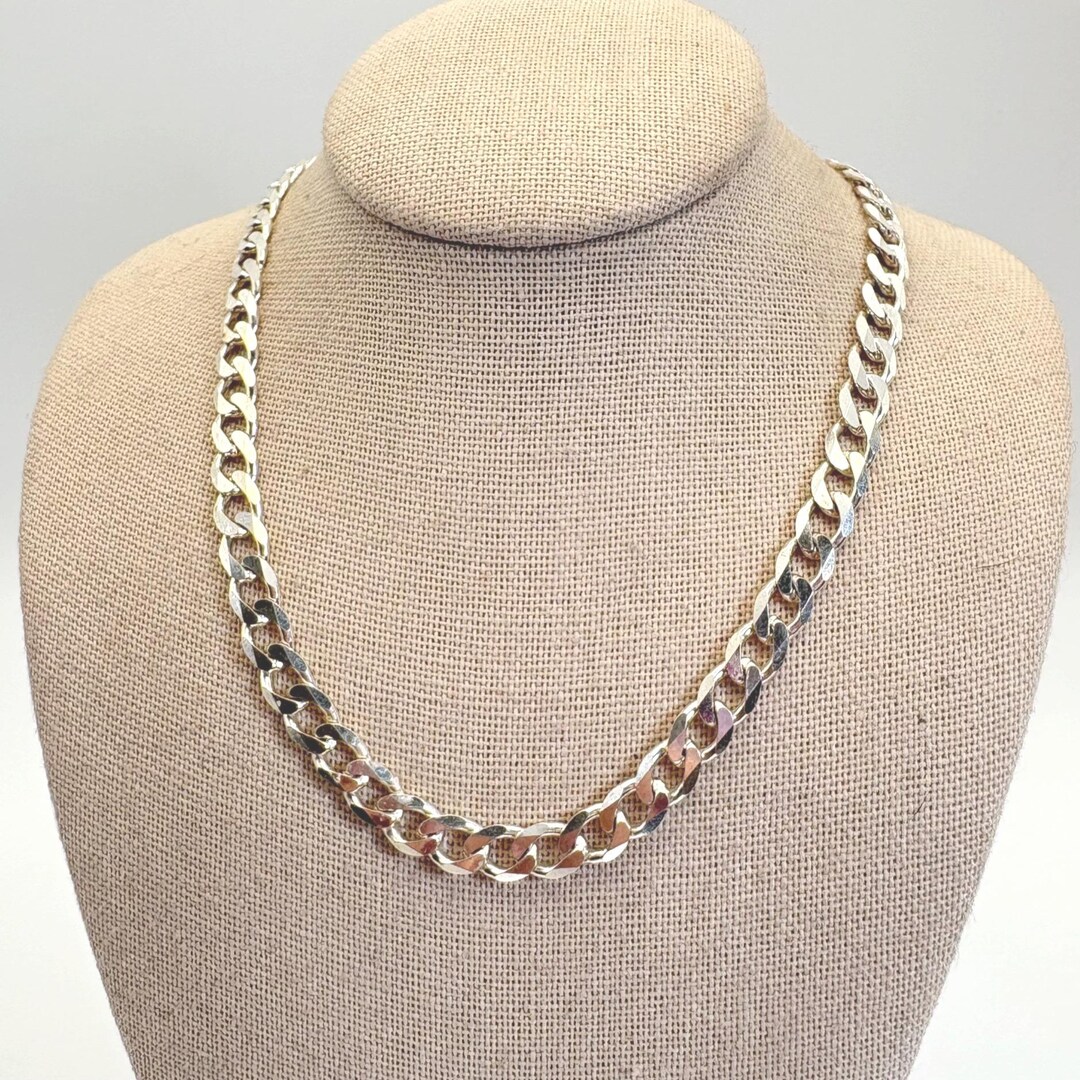 VTG Solid Sterling Silver 925 Italy Curb Link Chain Necklace Size 22 ...