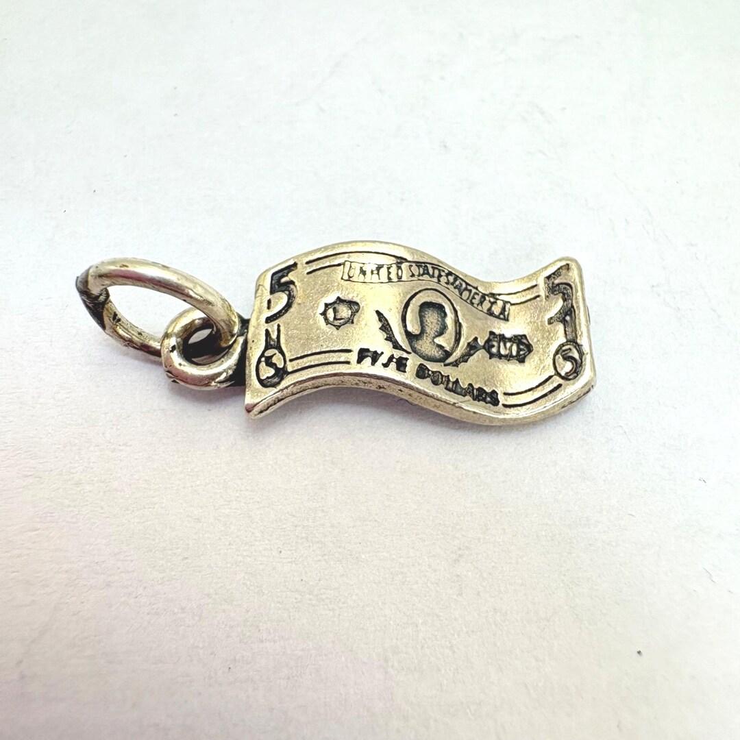 VTG Sterling Silver 925 Five Dollar Design Money Charm Size 0.75 ...