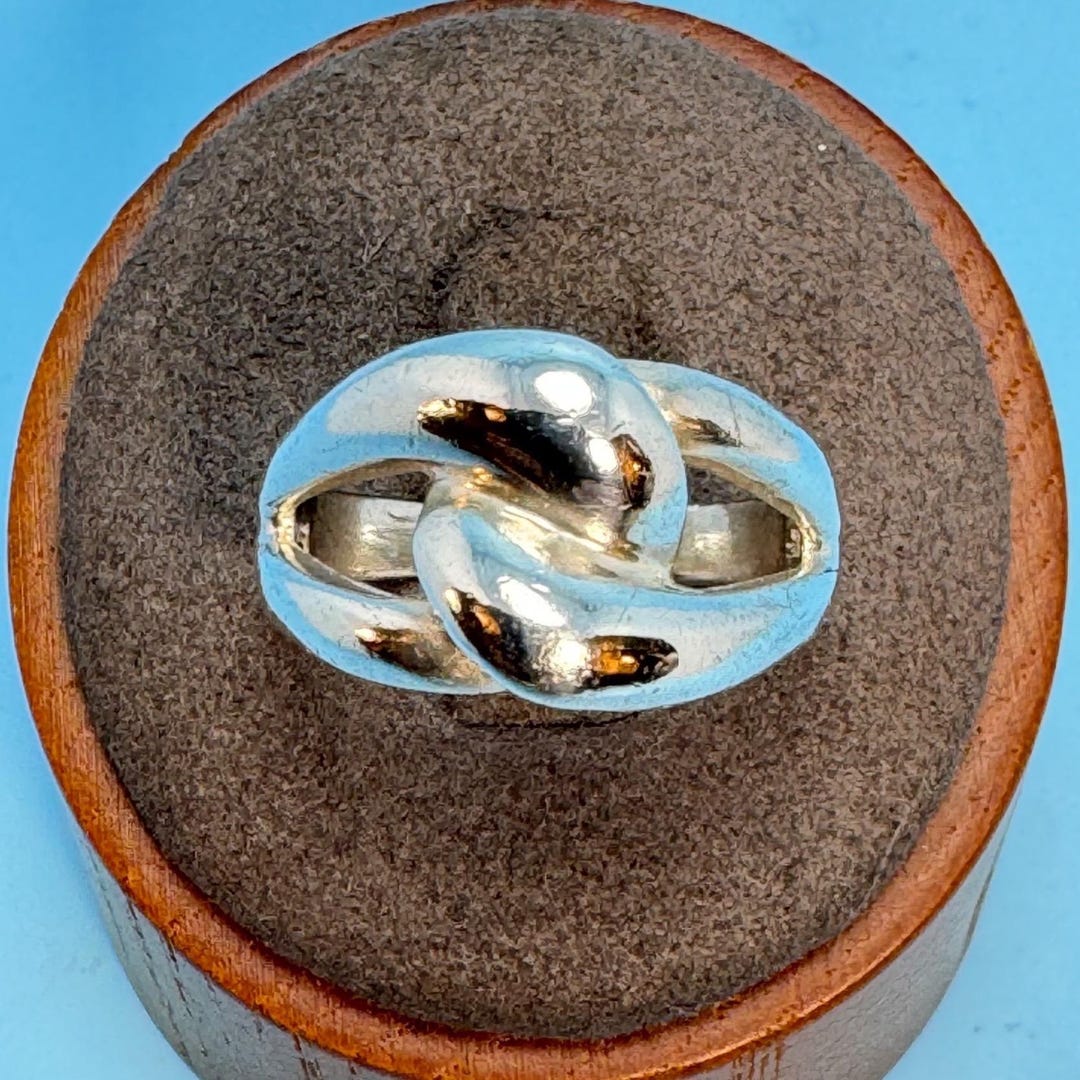 VTG Solid Sterling Silver 925 Puffed Interlocking Knot Design Ring Size ...