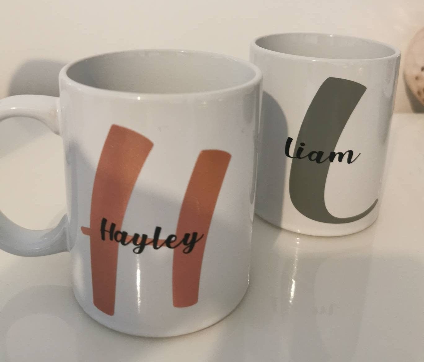 Taza Personalizada Con Inicial Y Nombre Etsy