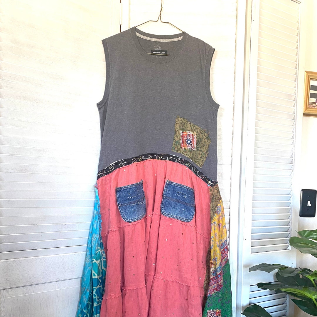 Draped Upcycled Patchwork Dress With India Flair - Etsy
